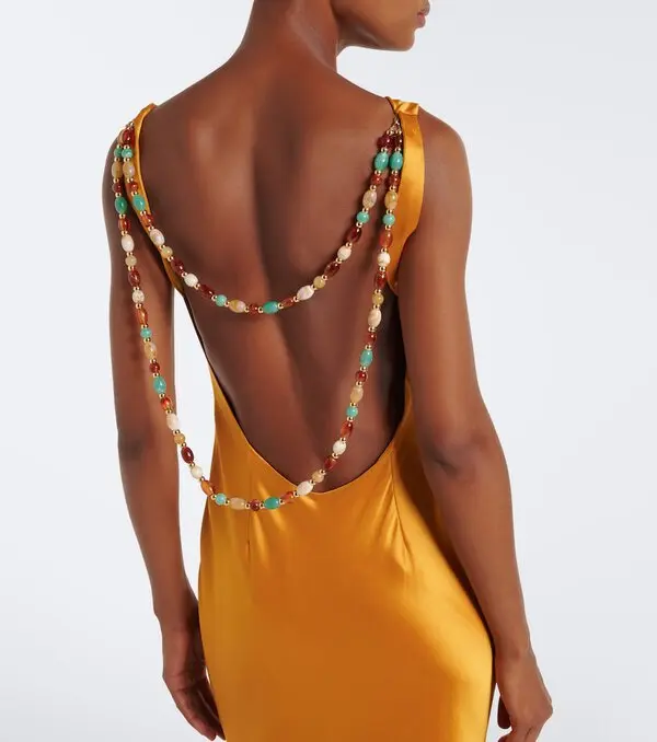 Retrofete Keryn Embellished Satin Gown - Gold