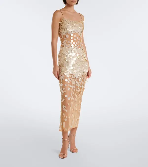 Retrofete Embellished Cocktail Dress - Beige