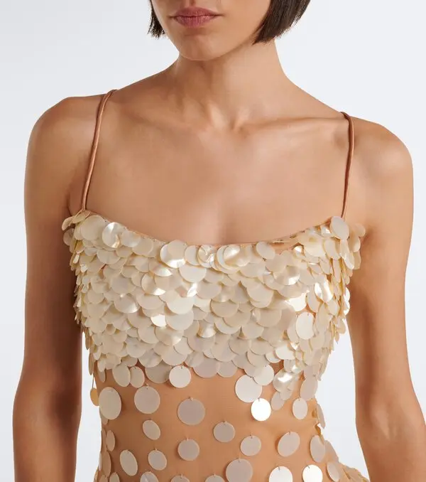 Retrofete Embellished Cocktail Dress - Beige