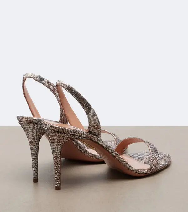 AQUAZZURA Metallic Leather Slingback Sandals