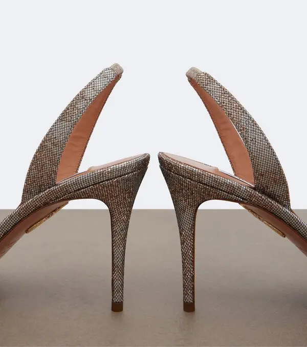 AQUAZZURA Metallic Leather Slingback Sandals