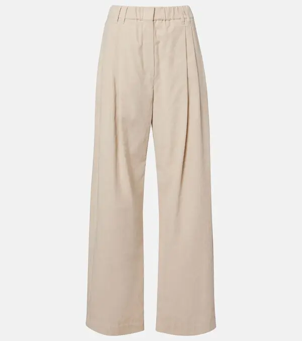 Brunello Cucinelli Cotton-blend Corduroy Wide-leg Pants - White