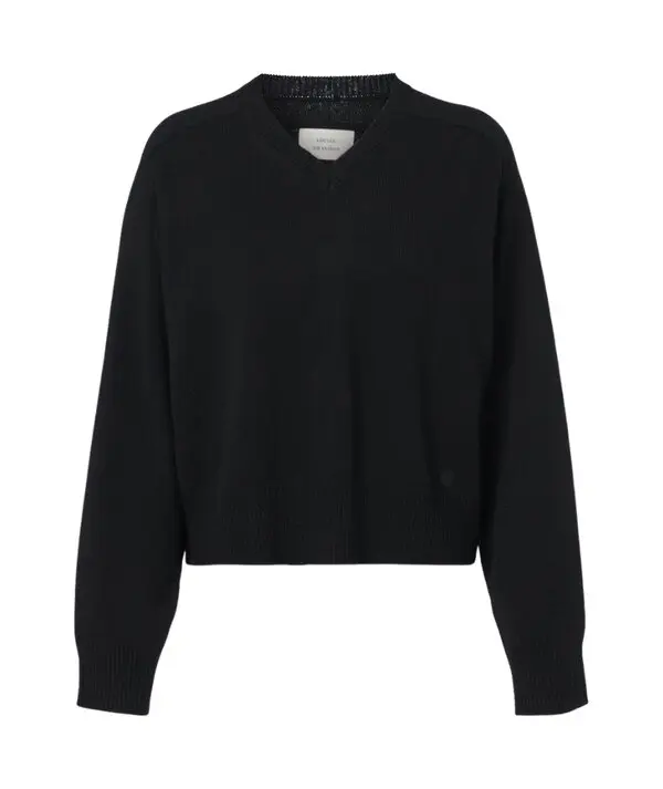 Loulou De Saison Cropped Cashmere V-neck Sweater - Black