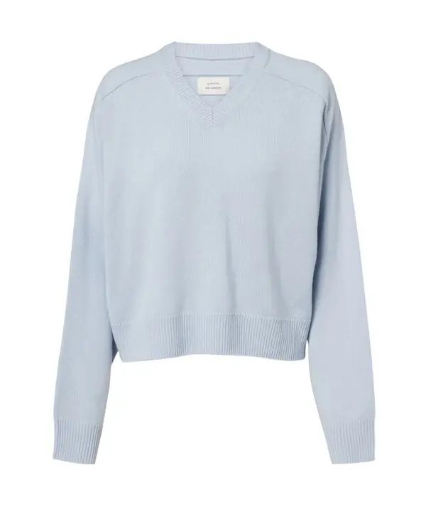 Loulou De Saison Cropped Cashmere V-neck Sweater - Blue