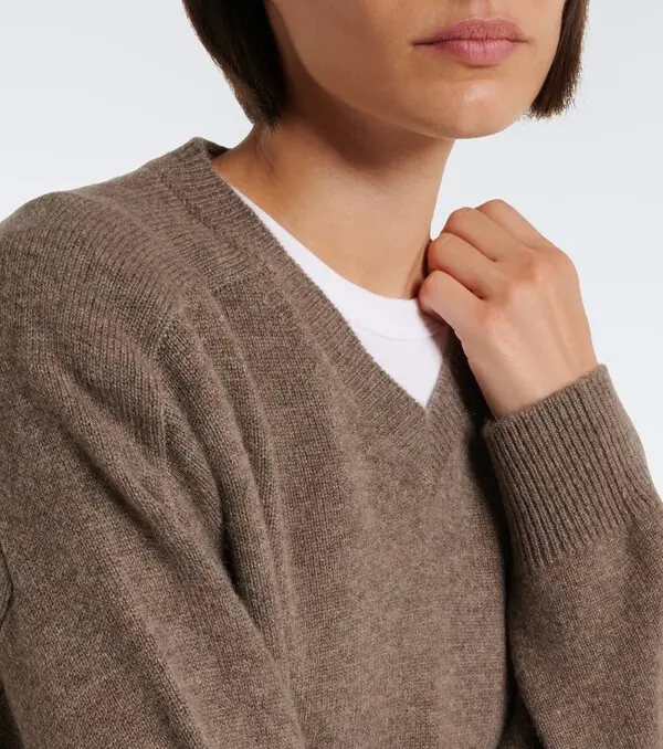 Loulou De Saison Cropped Cashmere V-neck Sweater - Brown