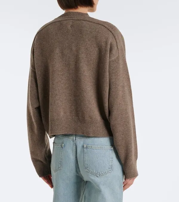 Loulou De Saison Cropped Cashmere V-neck Sweater - Brown