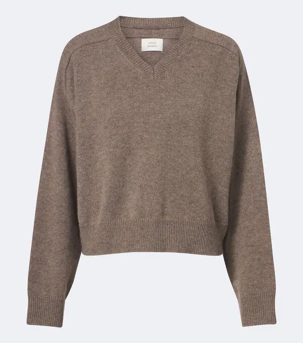 Loulou De Saison Cropped Cashmere V-neck Sweater - Beige