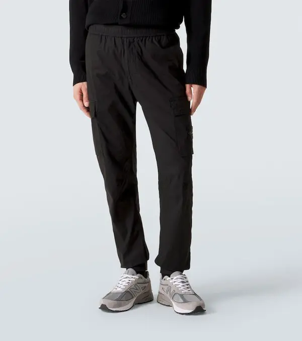 Stone Island Compass Cotton-blend Cargo Pants - Black