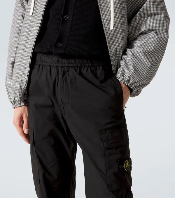 Stone Island Compass Cotton-blend Cargo Pants - Black