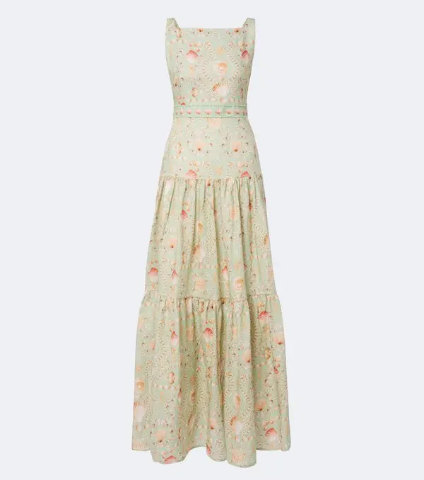Agua Bendita Abeja Tiered Maxi Dress - Green
