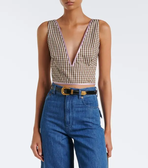 Valentino Garavani Gingham Cotton Crop Top