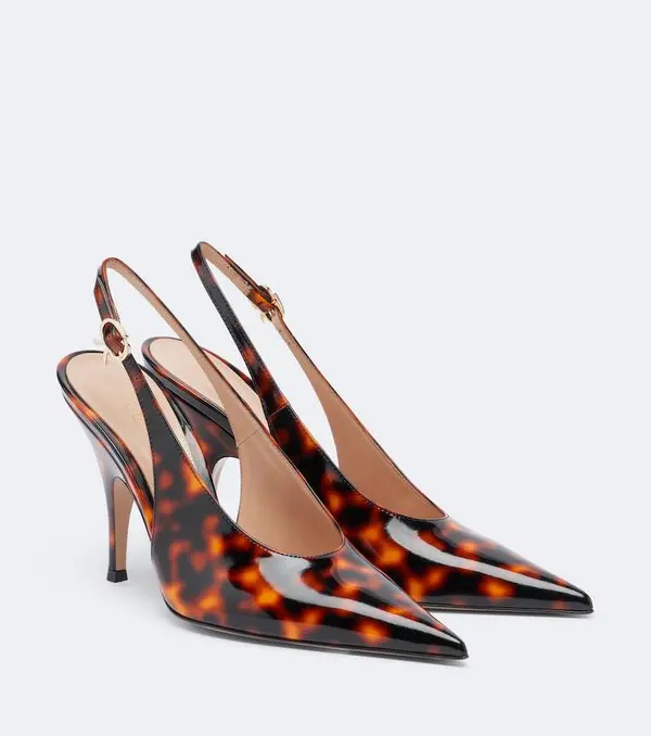 GIANVITO ROSSI Sofia Leather Slingback Pumps - Orange