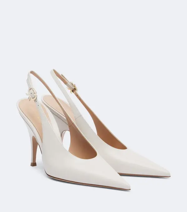GIANVITO ROSSI Sofia Leather Slingback Pumps - White