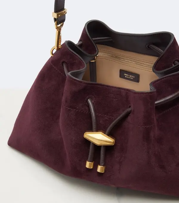 JIMMY CHOO Bon Bon Medium Suede Bucket Bag