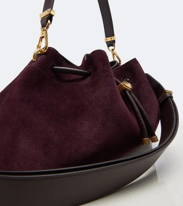 JIMMY CHOO Bon Bon Medium Suede Bucket Bag