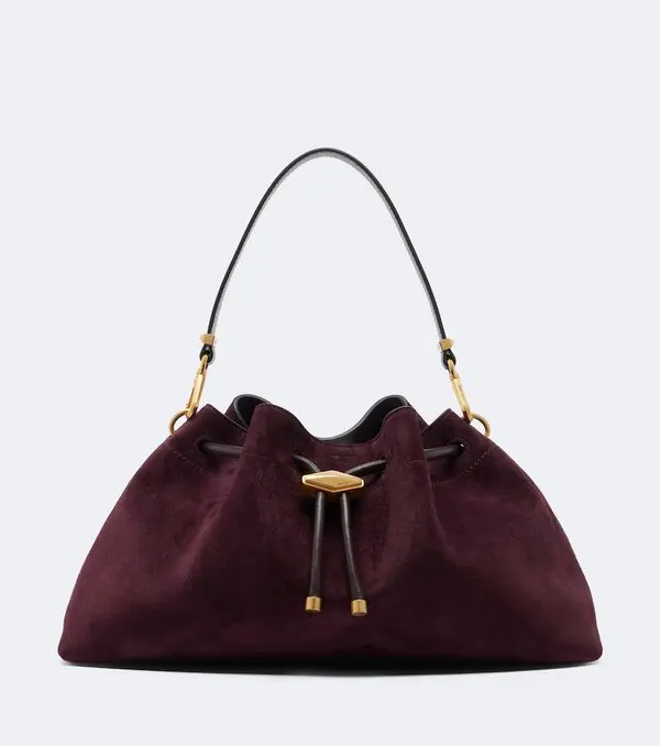 JIMMY CHOO Suede Bucket Bag - Burgundy
