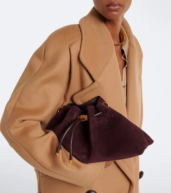 JIMMY CHOO Suede Bucket Bag - Burgundy