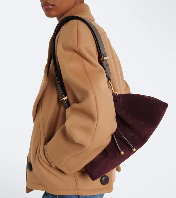 JIMMY CHOO Suede Bucket Bag - Burgundy