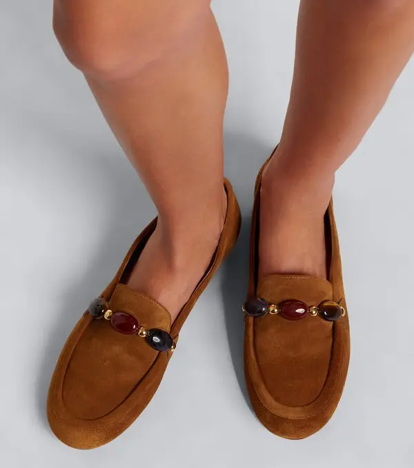 GIANVITO ROSSI Embellished Suede Loafers