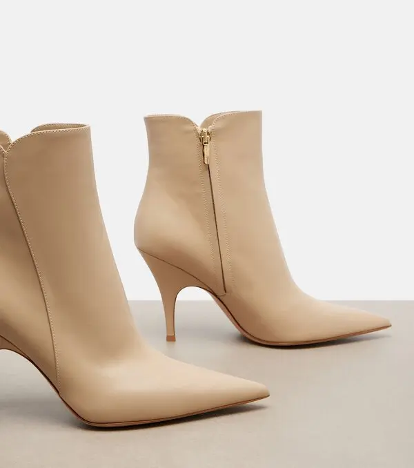 GIANVITO ROSSI Leather Ankle Boots - Beige