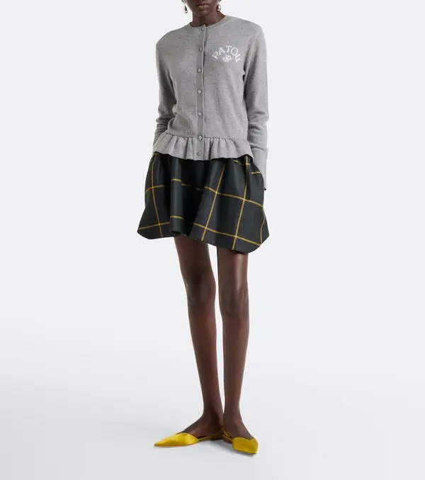 PATOU Checked Virgin Wool Shorts