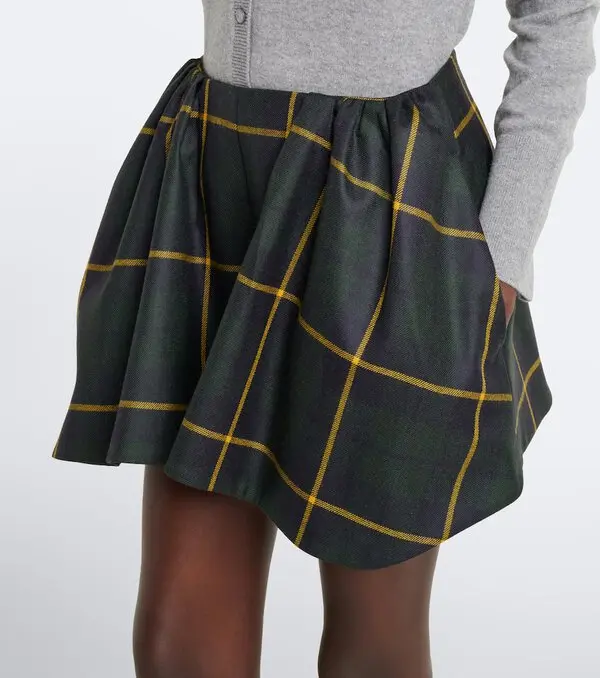 PATOU Checked Virgin Wool Shorts