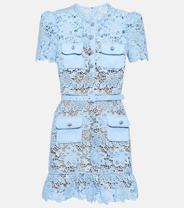 SELF-PORTRAIT Lace Mini Dress - Blue