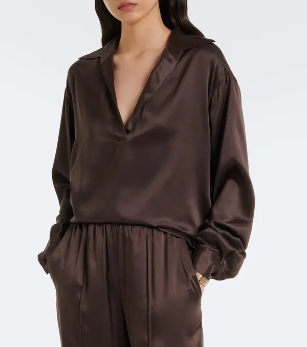 TOM FORD Silk Satin Blouse - Brown