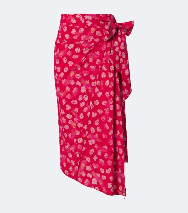 Isabel Marant Étoile Faniry Floral Silk-blend Midi Skirt - Red