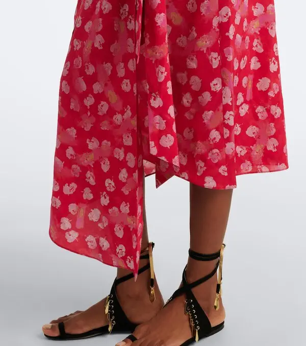 Isabel Marant Étoile Faniry Floral Silk-blend Midi Skirt - Red