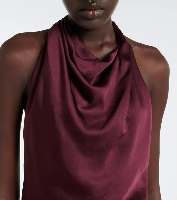 Simkhai Reannon Halterneck Satin Gown - Burgundy