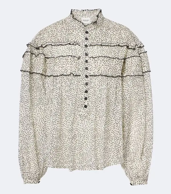 MARANT ETOILE Doane Polka-dot Cotton Voile Blouse - White