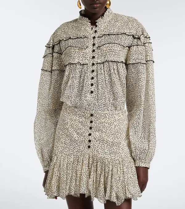 MARANT ETOILE Doane Polka-dot Cotton Voile Blouse - White