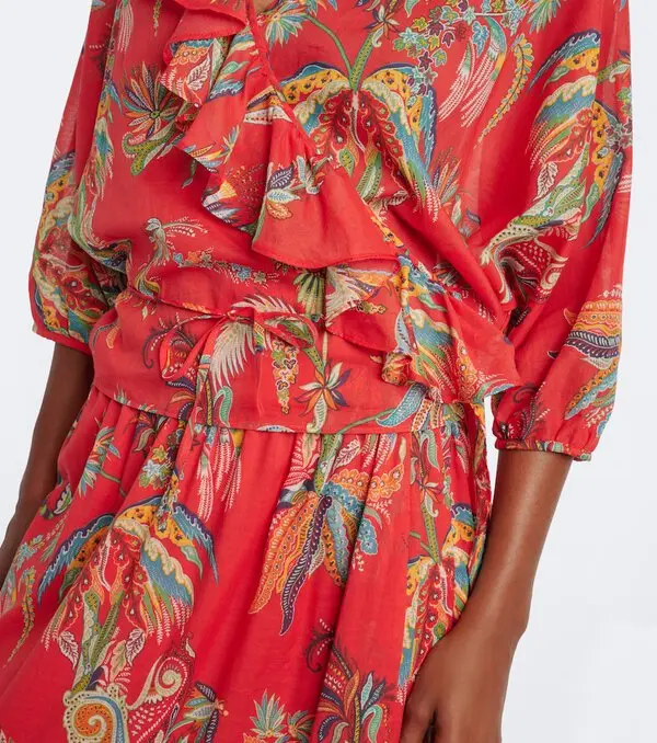 Etro Floral Cotton Wrap Top