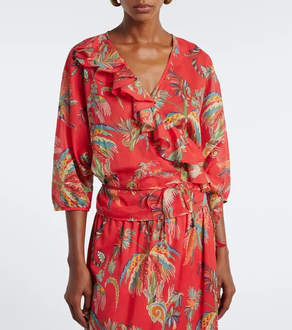 Etro Floral Cotton Wrap Top
