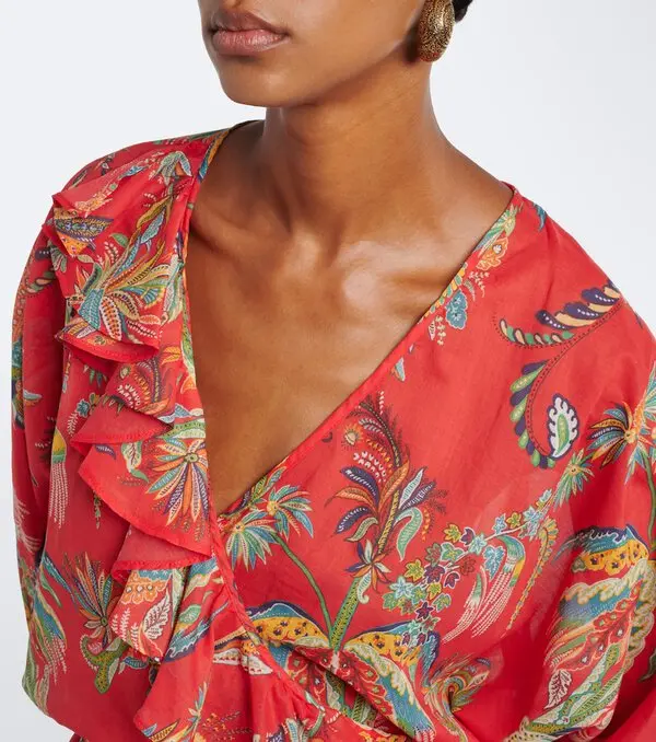 Etro Floral Cotton Wrap Top