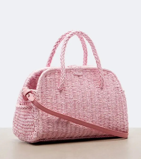 Jacquemus Small Raffia-effect Bowling Bag - Pink