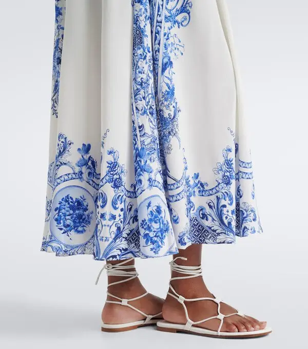 Camilla Embellished Floral Silk Maxi Dress - Blue