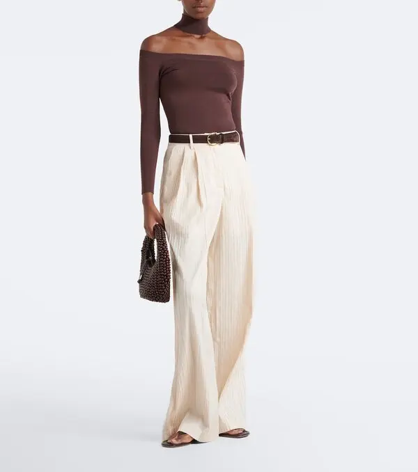 Simkhai Grace Striped Wide-leg Pants - White