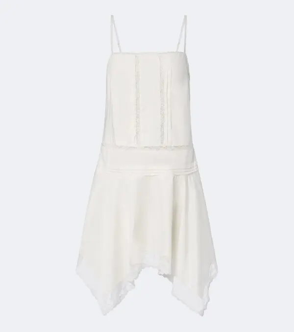 Staud Corinna Embroidered Cotton Voile Mini Dress In Ivory - White
