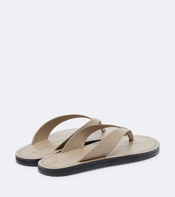 A.emery Flora Leather Thong Sandals - Beige