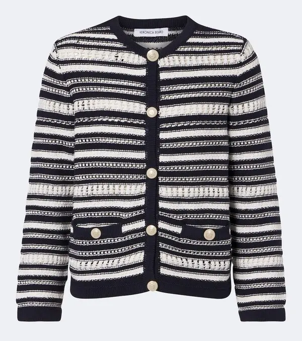 Veronica Beard Bellingham Striped Cotton Cardigan