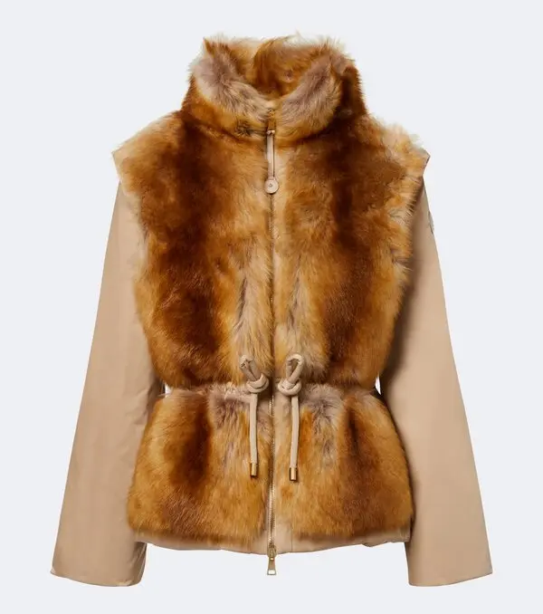 Moncler Blaireau Down Jacket With Shearling Trim
