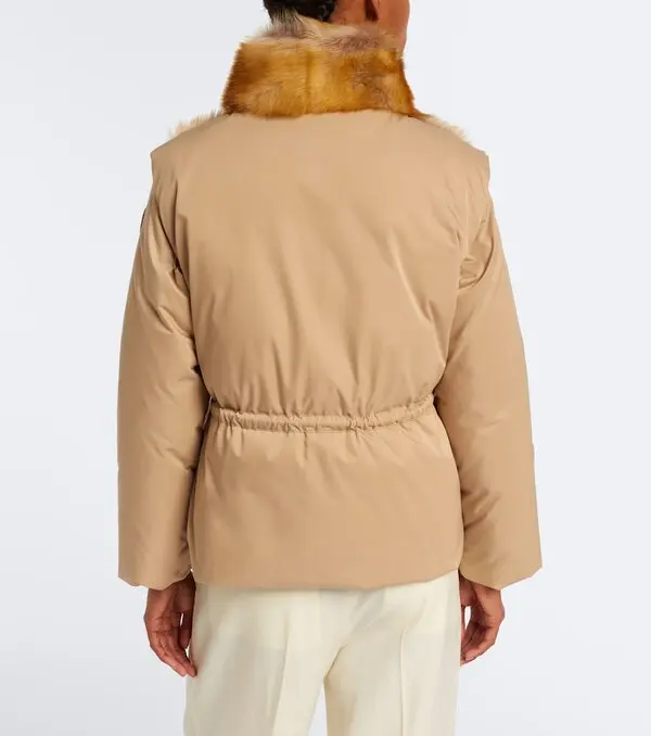 Moncler Blaireau Down Jacket With Shearling Trim