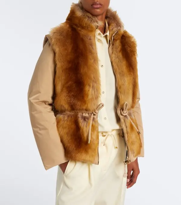 Moncler Blaireau Down Jacket With Shearling Trim