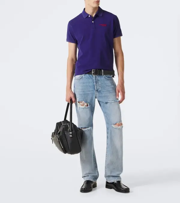 Acne Studios Logo Cotton Pique Polo Shirt