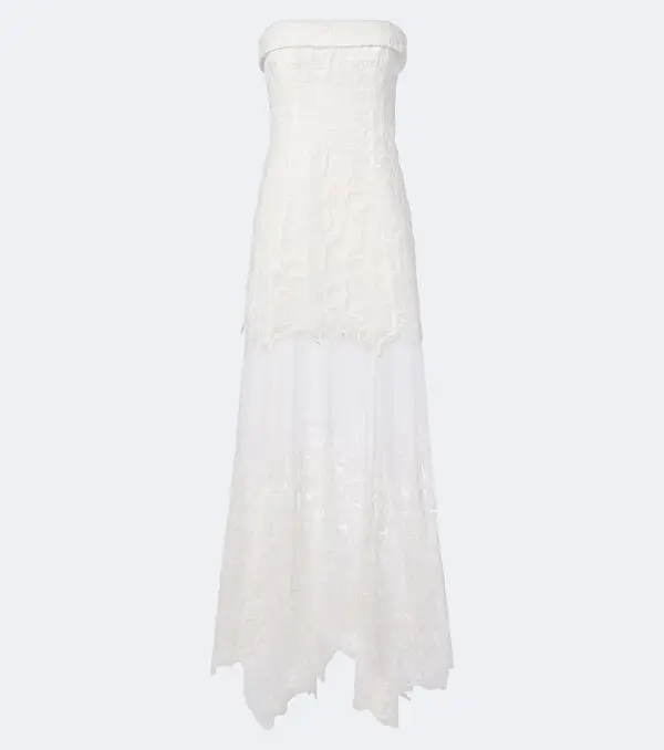 Simkhai Renis Organza Bustier Gown In Ivory - White