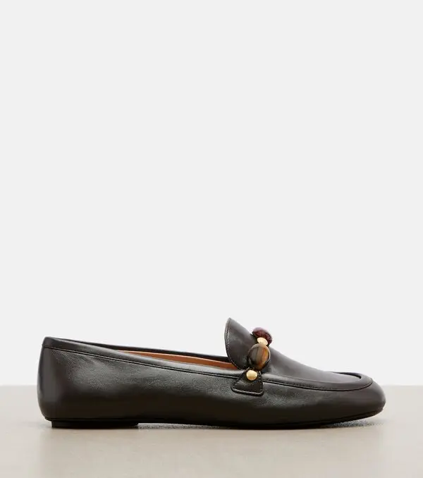 GIANVITO ROSSI Embellished Leather Loafers
