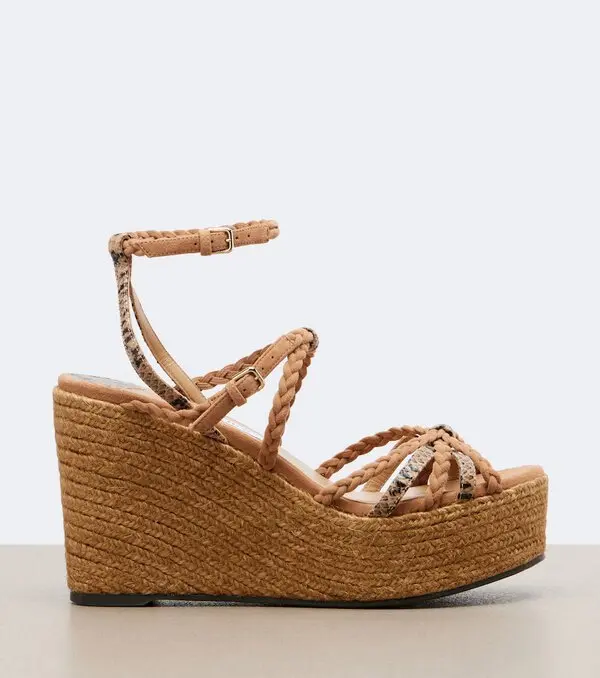 JIMMY CHOO Nyra Braided Leather Espadrille Wedges