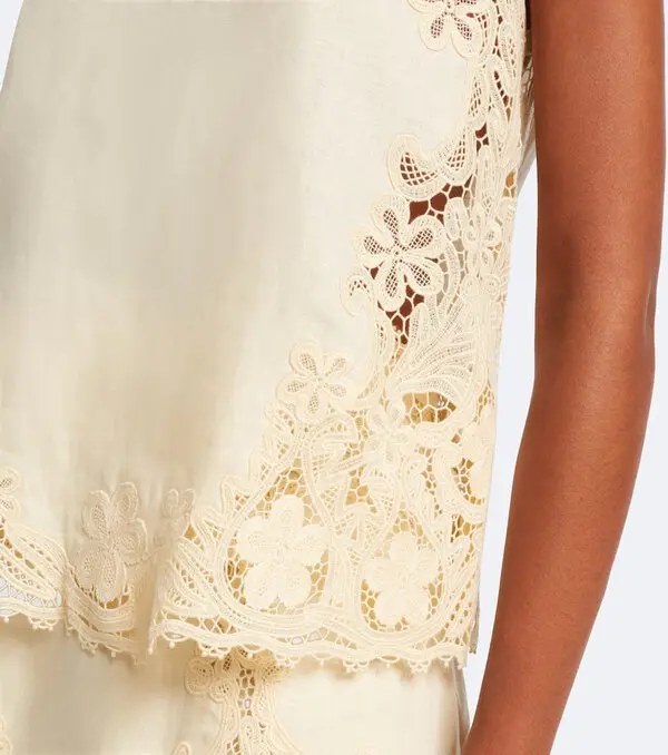 Ulla Johnson Amelie Crochet-trimmed Linen Top